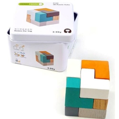 Cub 3D din lemn, puzzle - eMAG.ro