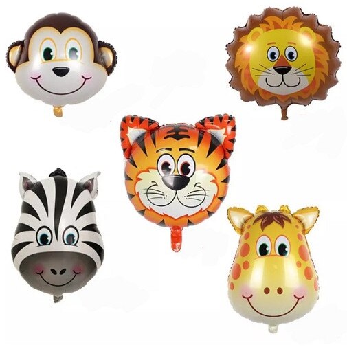 Set 5 baloane animalute 35 cm, WOW, petrecere pentru copii, tema jungle ...