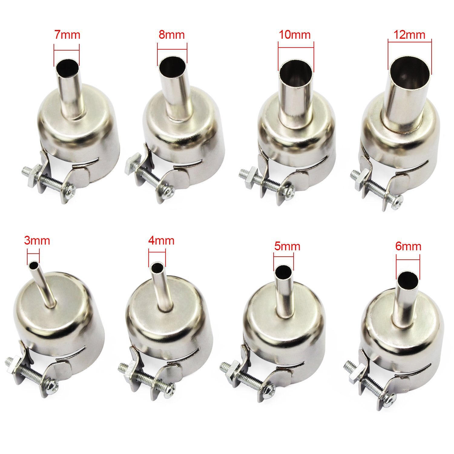 Set 8 duze suflanta aer cald, Inox, 3-12 mm, Argintiu - eMAG.ro