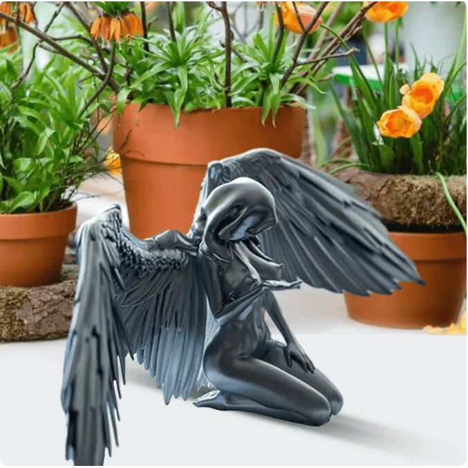 Ornament din rasina statuie de arta cu aripi de inger 3D - eMAG.ro