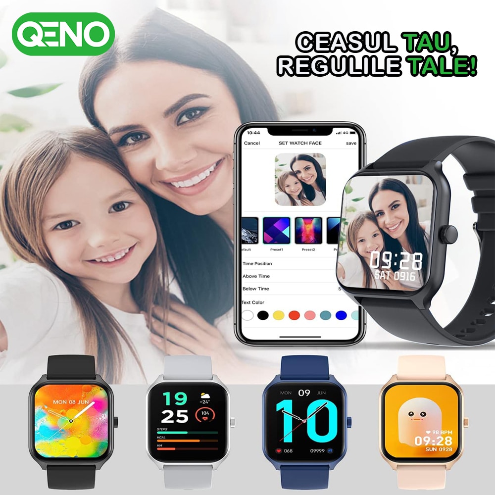 Ceas Smartwatch Si Bratara Fitness QENO® QS-PRO, Bluetooth 5.3, 1.72 ...