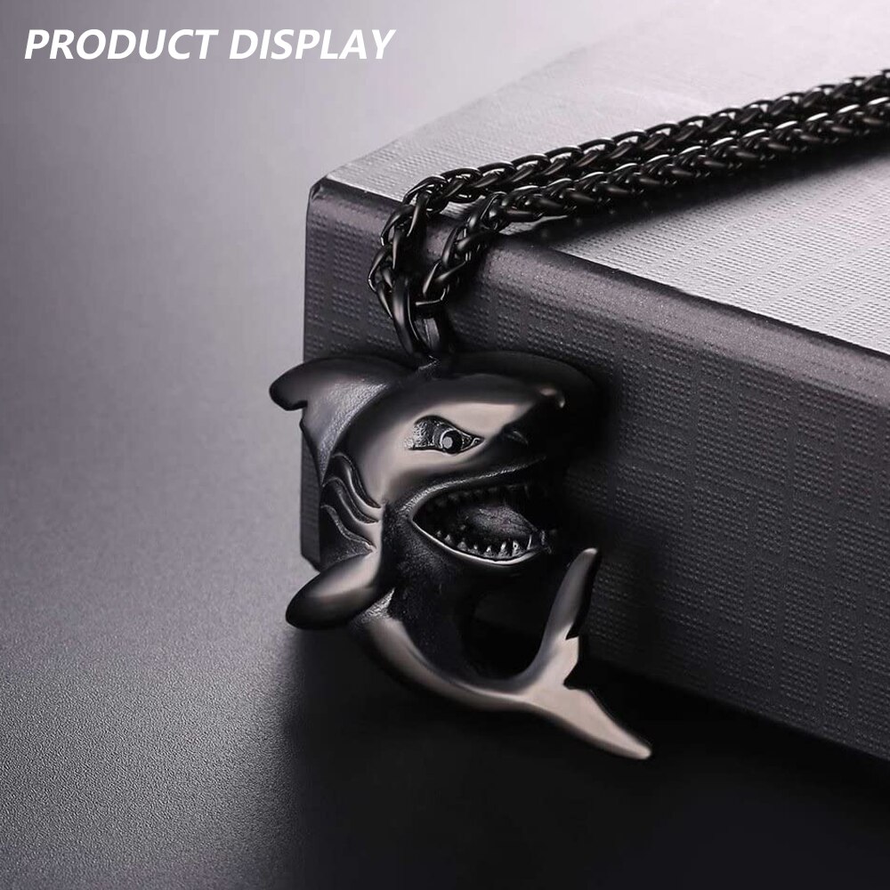 Colier cu pandantiv pentru barbati, Inox, Negru - eMAG.ro