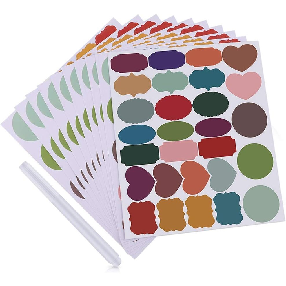 Set 84 Etichete din PVC Autoadezive Multicolore cu Marker Alb pentru ...