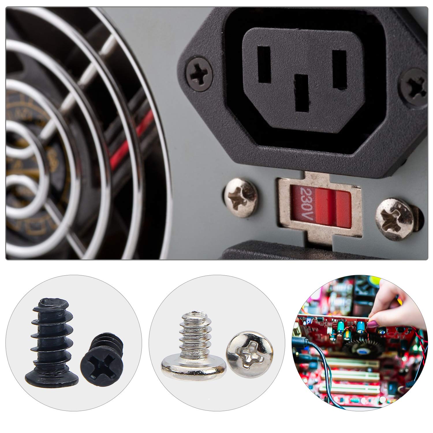 Комплект 330 винта за компютри, JENUOS®, FAC, дистанционери, Multicolor ...