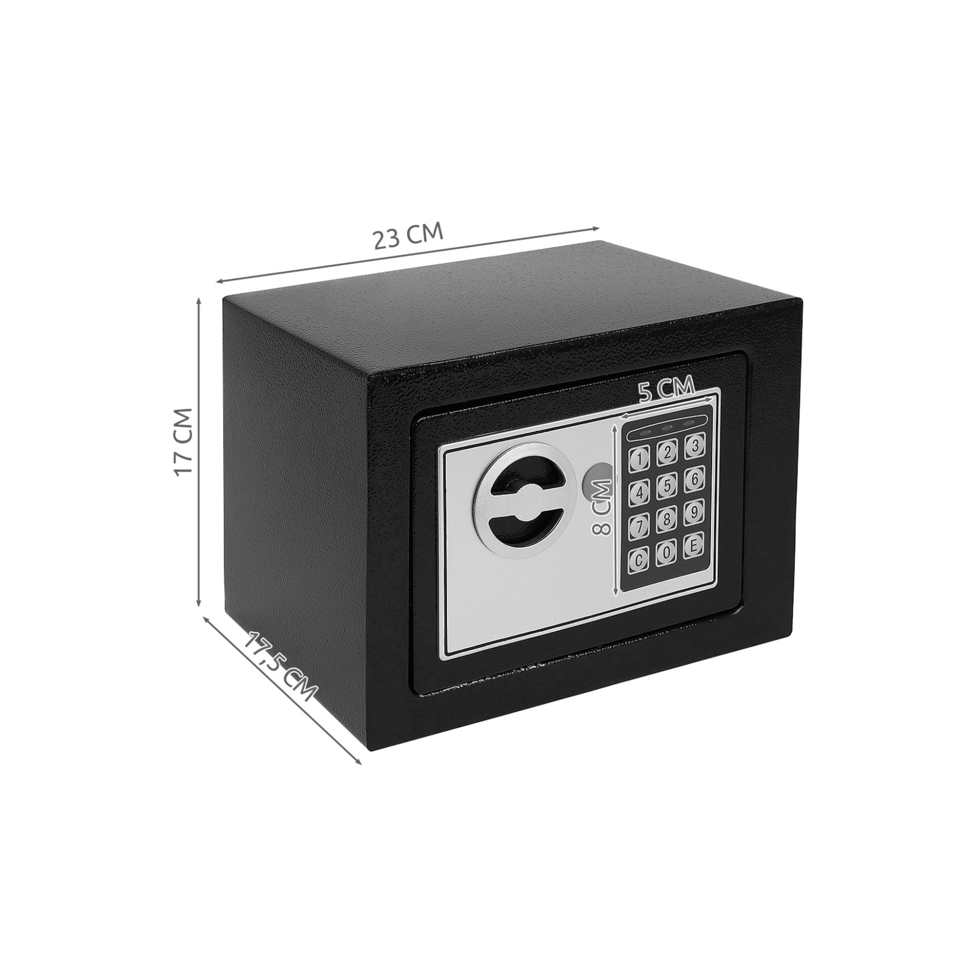 Seif metalic antiefractie cu inchidere digitala si cheie, Zola®, 23x17 ...