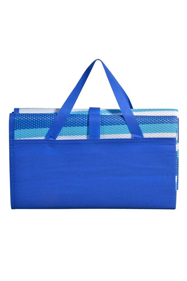 Rogojina Plaja tip Geanta, Bleu Dungi Albe Dubla 180x150 cm - eMAG.ro