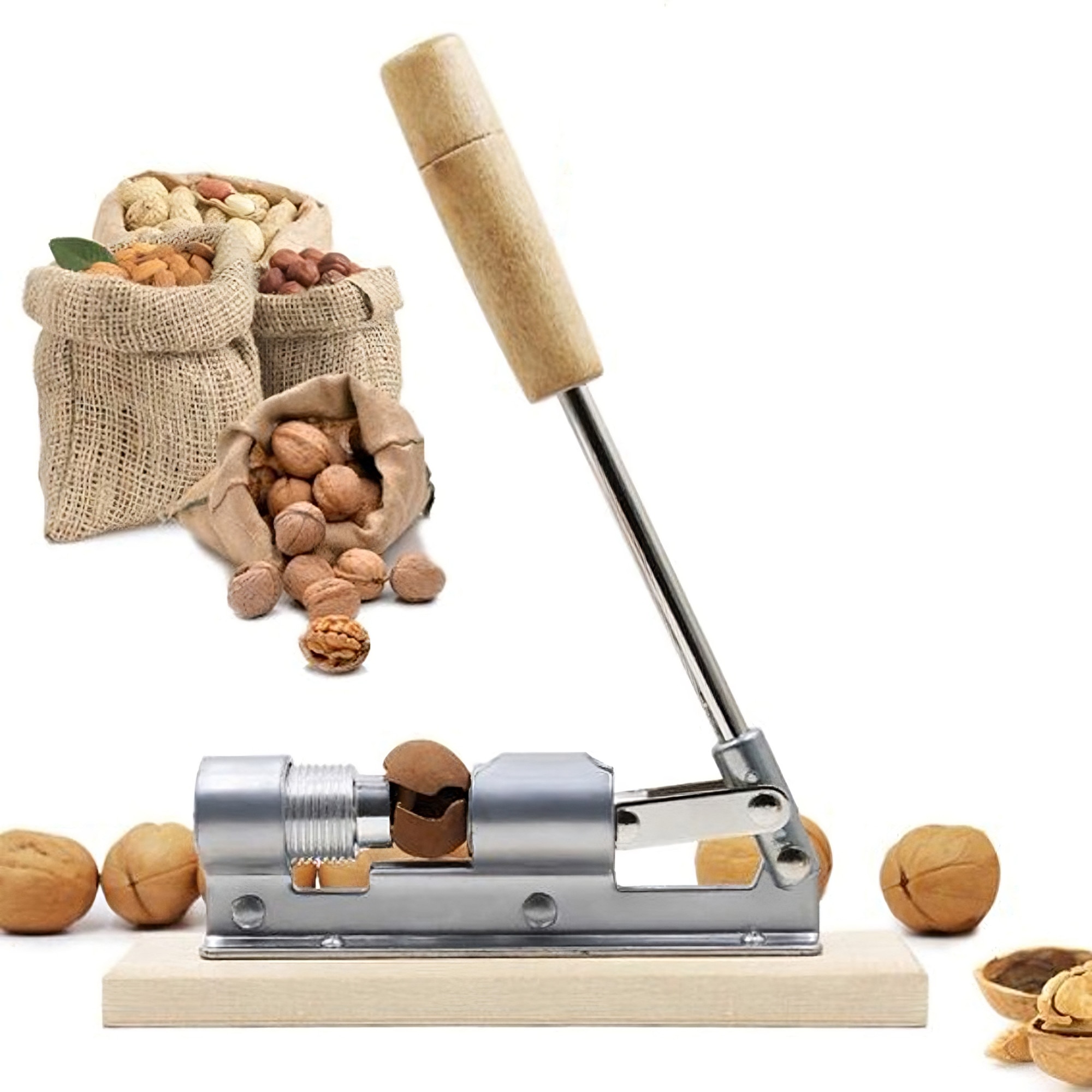 Spargator Manual pentru Nuci, din Lemn si Otel, Reglabil - eMAG.ro