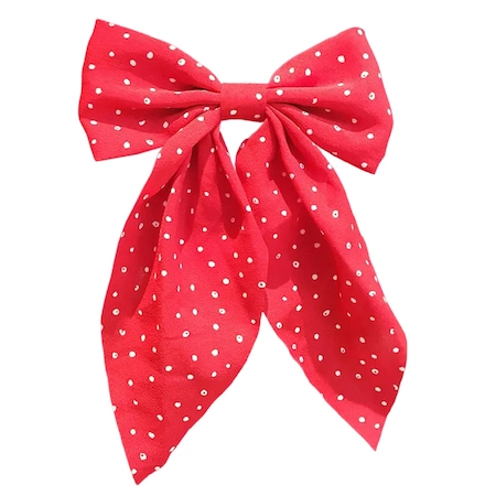 Clama de par tip ac, model cu funda ampla eleganta, imprimeu buline mici, rosie, EFAYN - eMAG.ro