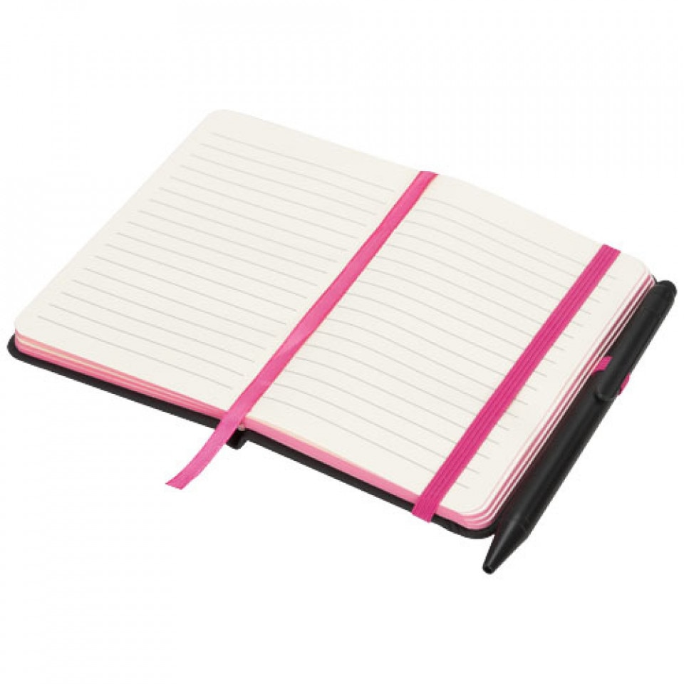 Set Agenda Dictando Noir A6, 96 file, coperti cartonate, si pix cu stylus pen, Roz - eMAG.ro