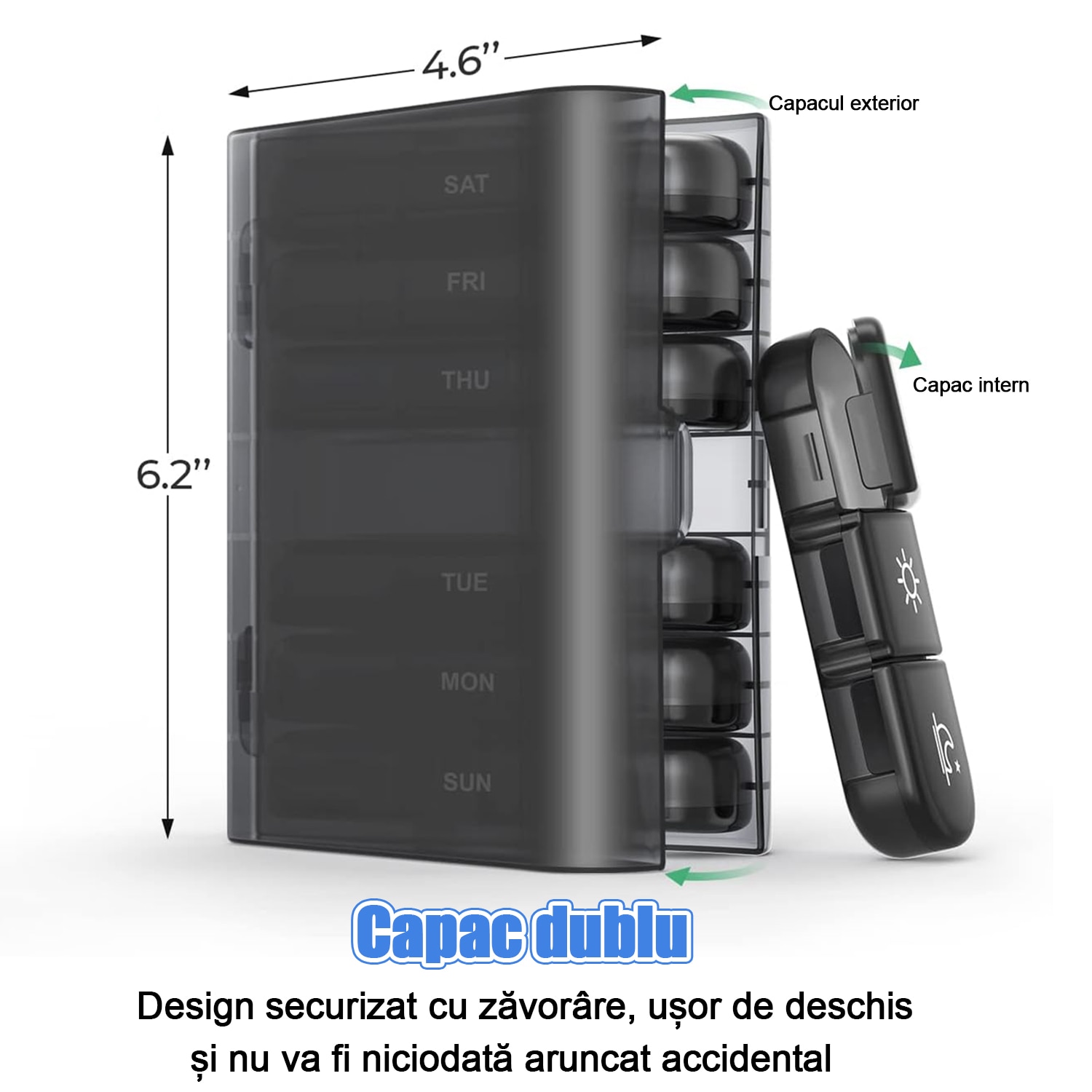 Cutie depozitare pastile, SDLOGAL, cu 7 cutiute compartimentate ...