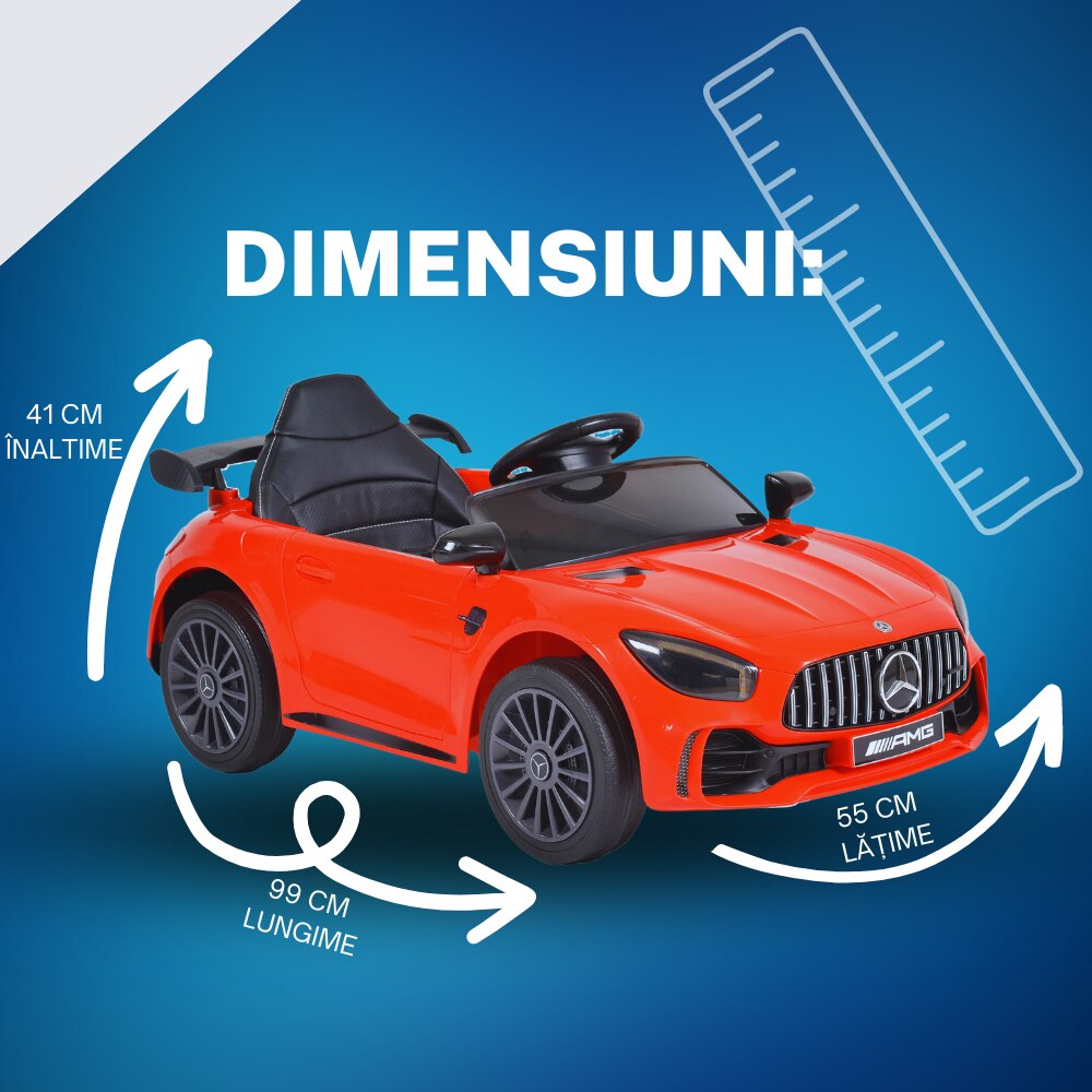 Masina electrica cu roti din cauciuc, Mercedes Benz GTR AMG, bebetop ...