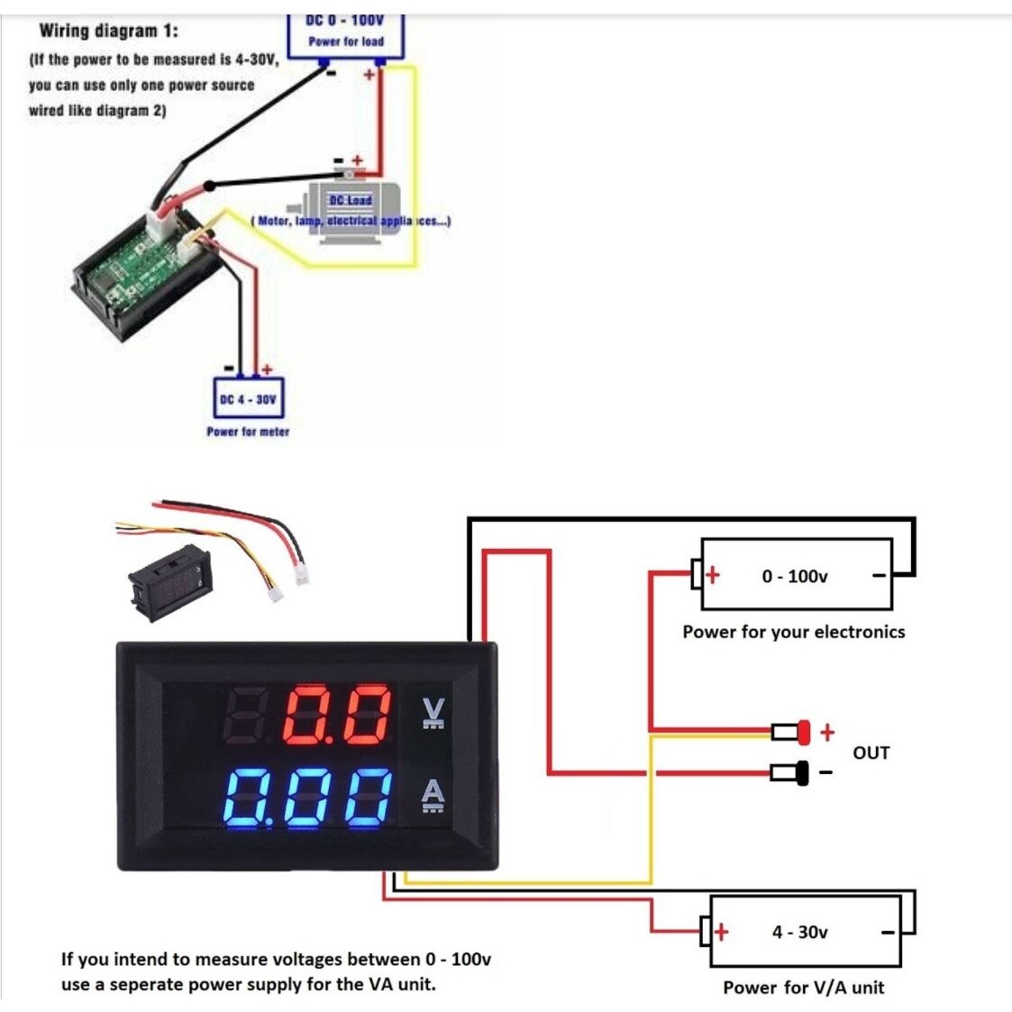Modul Voltmetru si Ampermetru Digital 0-100V, 0-10A, cu Afisaj LED si ...
