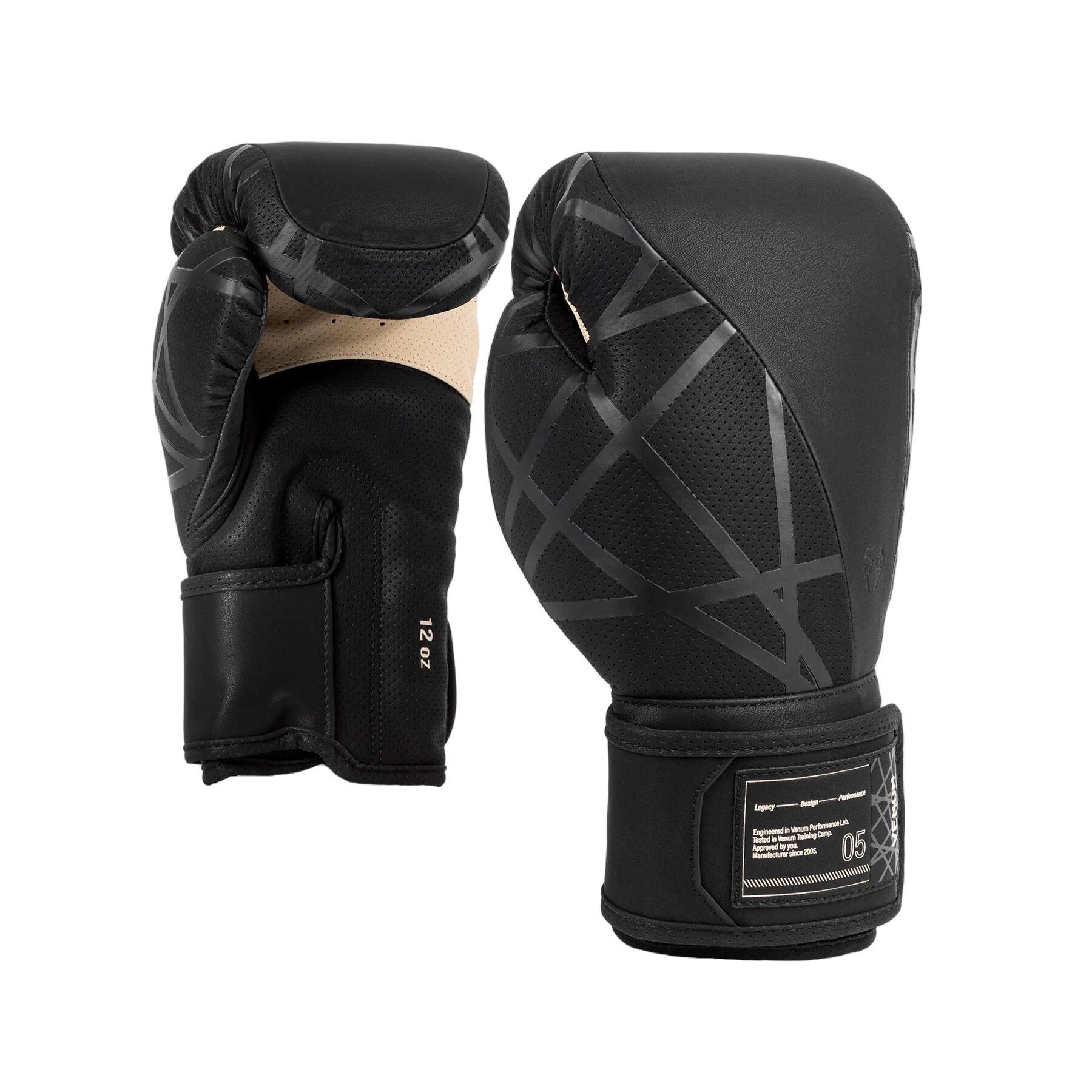 Manusi de box, Venum Tecmo, Piele ecologica, Negru, 12 oz - eMAG.ro