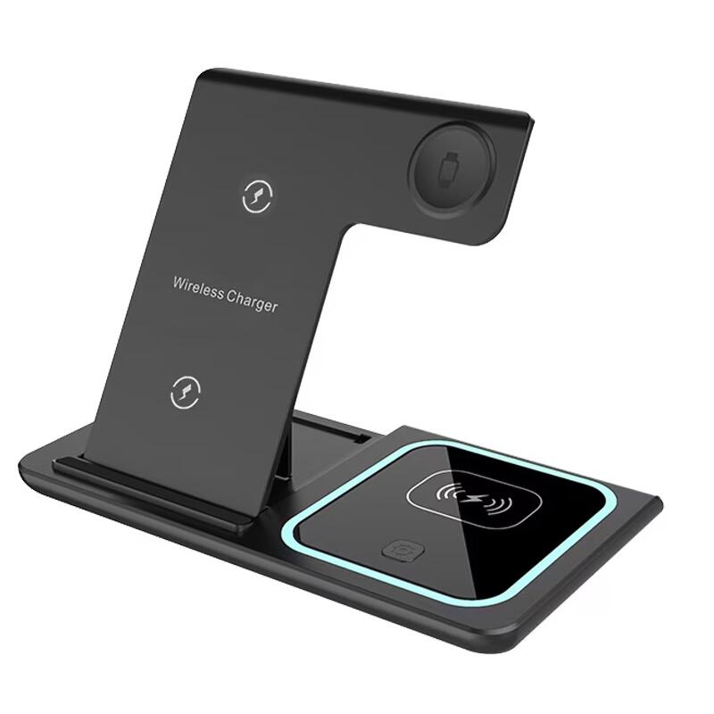 Incarcator wireless 15W 3in1 pentru telefon, ceas si casti, intrare USB ...