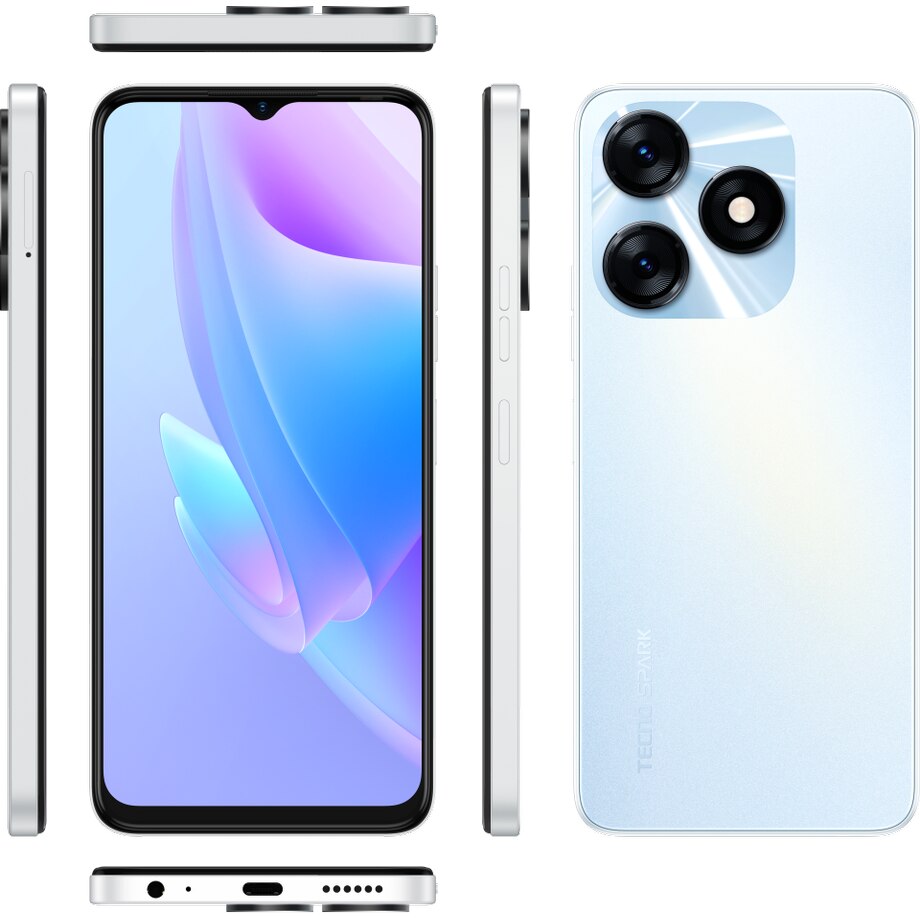 Смартфон Tecno Spark 10 NFC, 128GB, 4GB, Бял - eMAG.bg