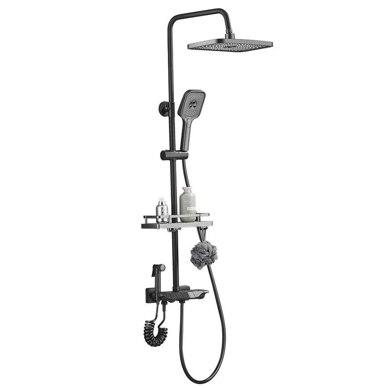 Set de dus, Inox/PVC, Montare pe perete, Rotatie 360, 3 moduri de ...