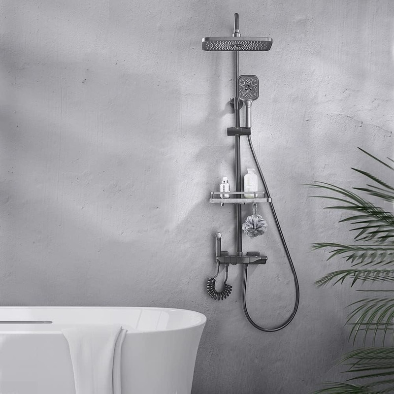Set de dus, Inox/PVC, Montare pe perete, Rotatie 360, 3 moduri de ...