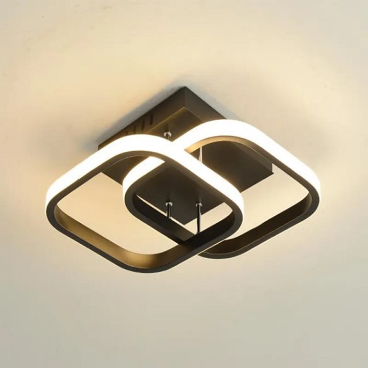 Aplica Quantum Design Square, LED, Negru, Interior, 2025 - eMAG.ro