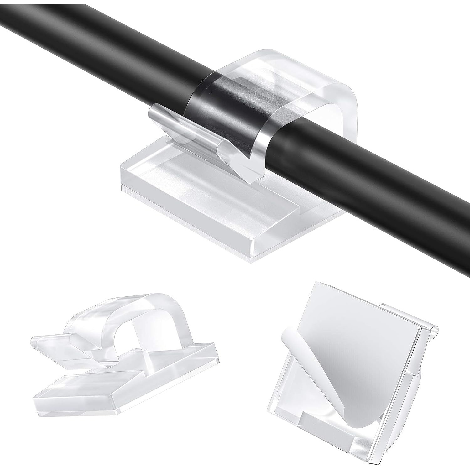 Set 35 cleme autoadezive, pentru organizare cabluri, Transparent - eMAG.ro