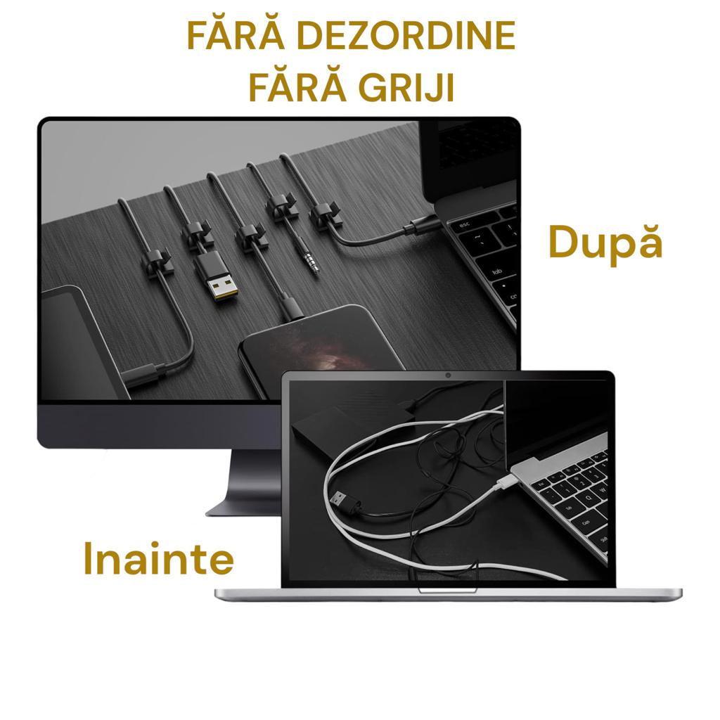 Set 35 cleme pentru organizare cabluri, autoadeziv, Negru - eMAG.ro