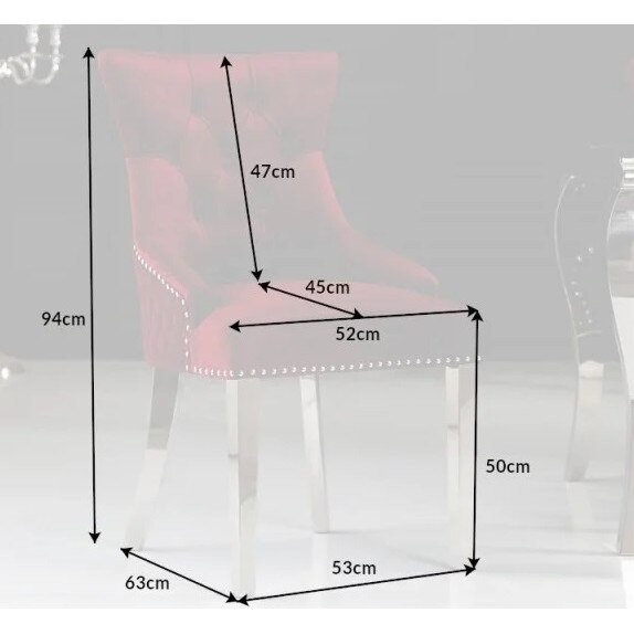 Scaun dining rosu din catifea si inox Castle The Home Collection - eMAG.ro