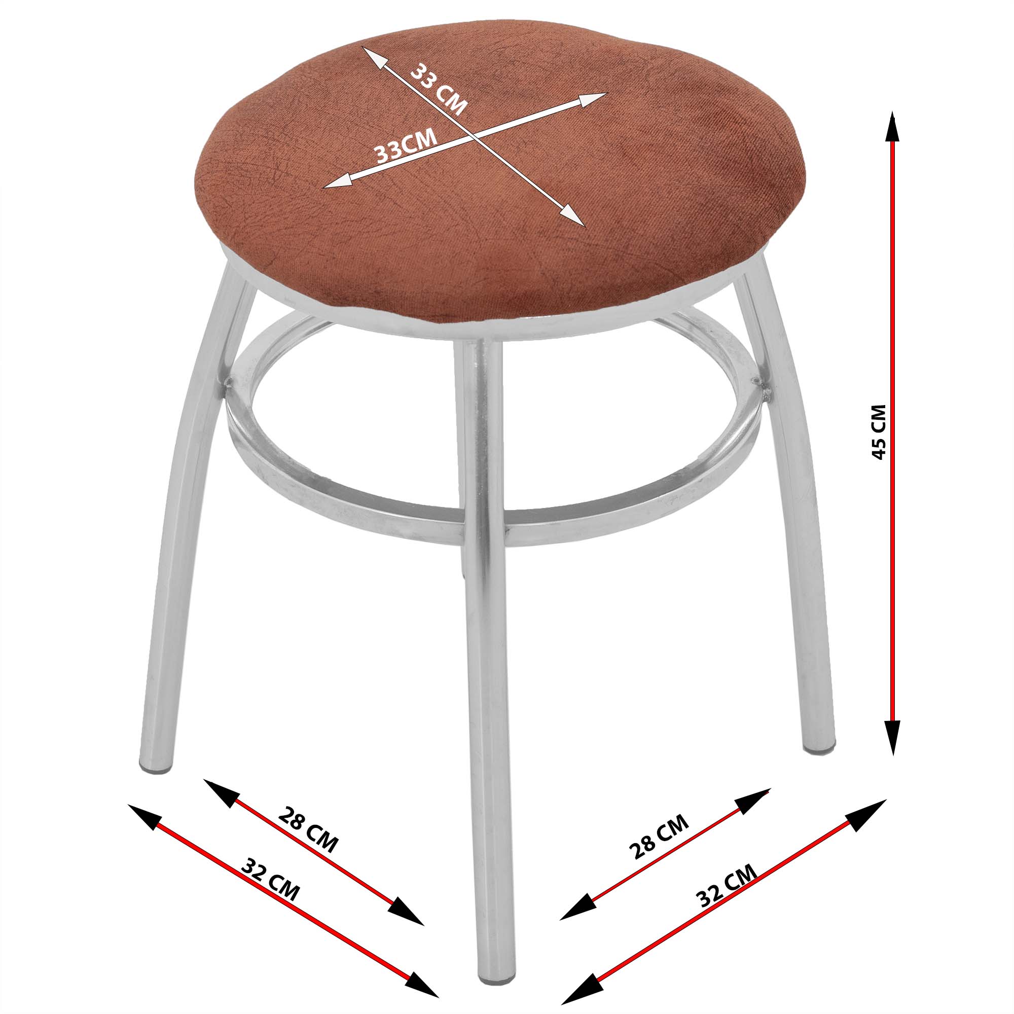Set 4 scaune tip taburet, DENVER, Odesa, cadru cromat, tapitat, stofa ...