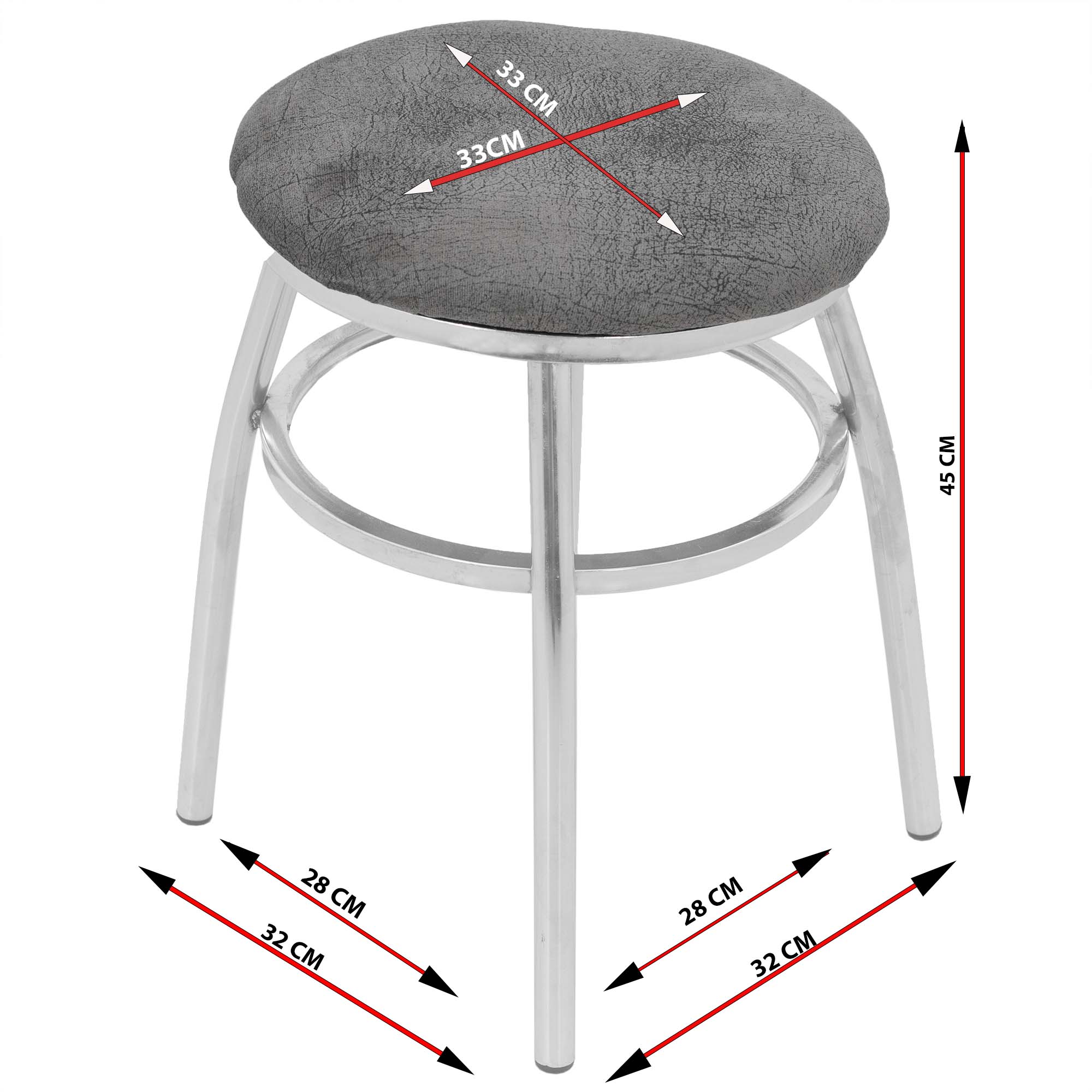 Scaun tip taburet, DENVER, Odesa, cadru cromat, tapitat, stofa, gri ...
