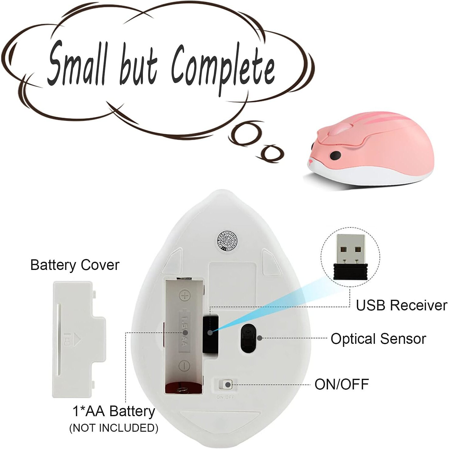 Mouse wireless, hamster, roz - eMAG.ro