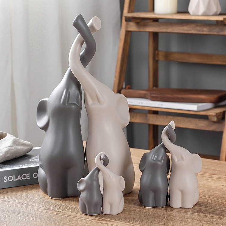 Set 2 bibelouri decorative, Model elefant, Ceramica, Alb/Albastru - eMAG.ro