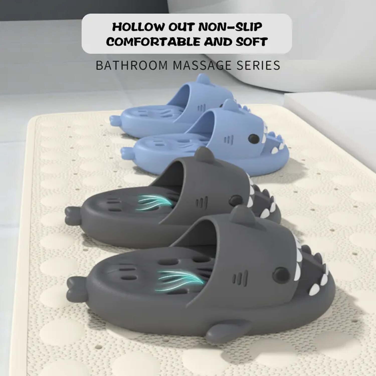 OEM Uniszex papucs, cápa formájú, 4 cm vastag csúszásmentes talp, EVA ...