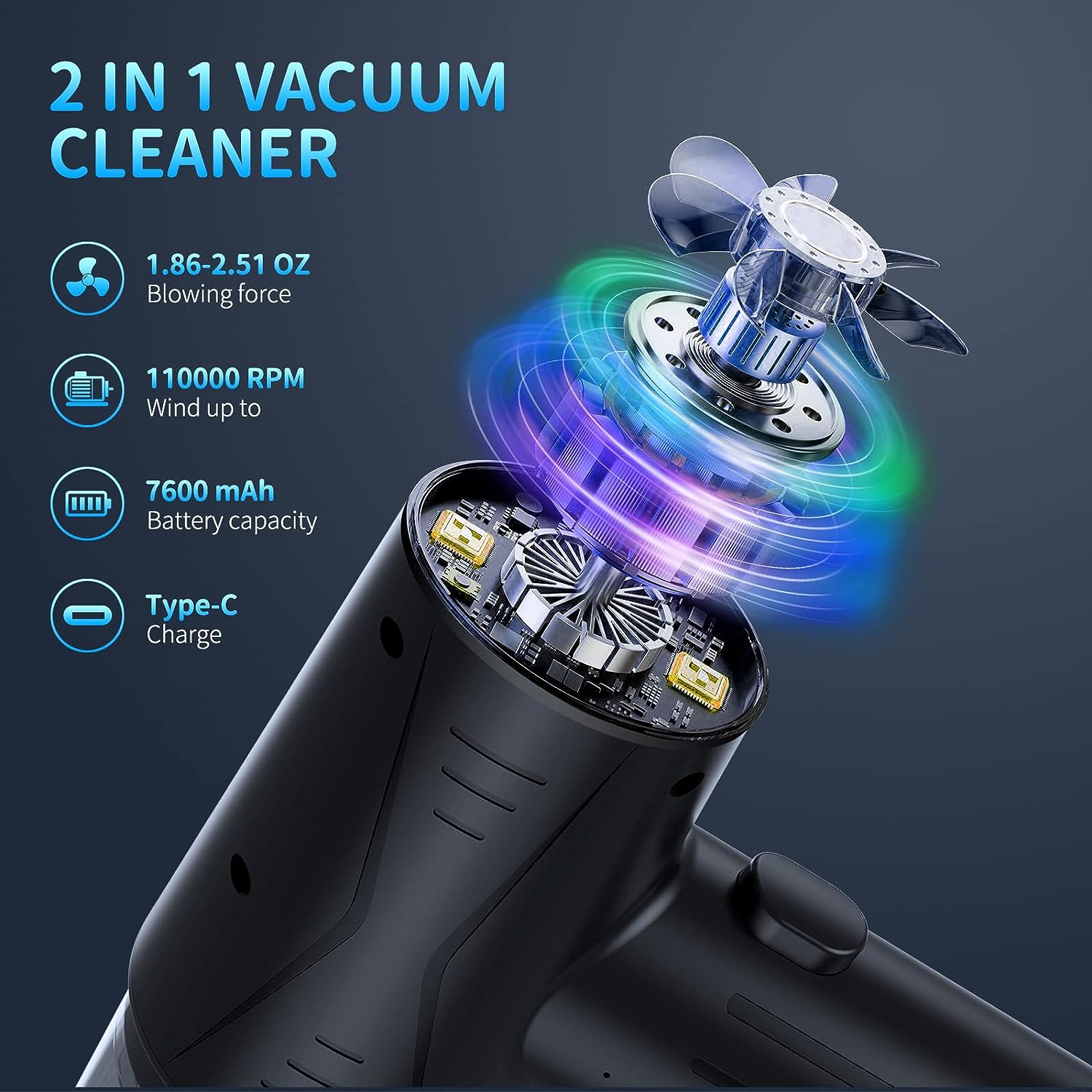 Elektromos sűrített levegő fúvó és szívó pisztoly 2 az 1-ben, Konpaxe ...