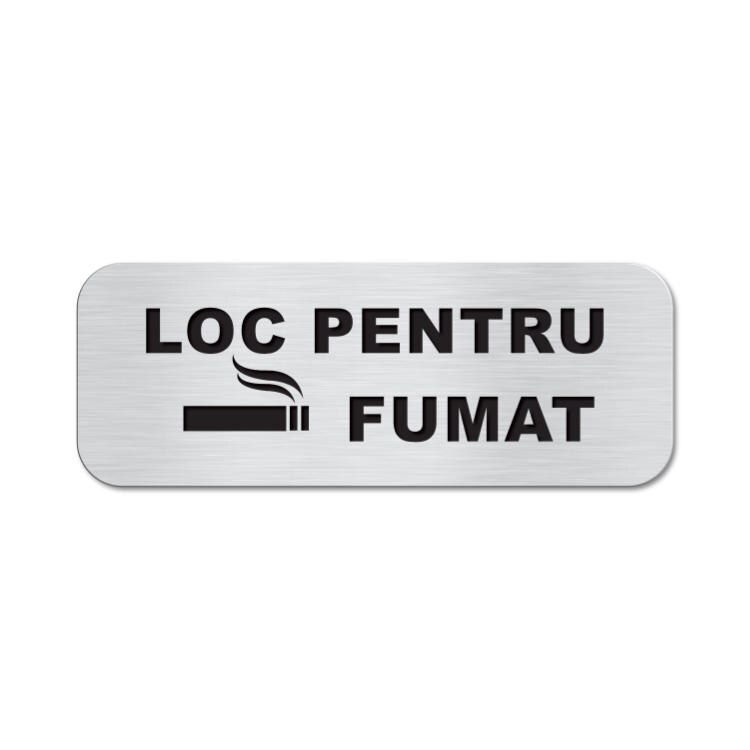 Placuta Loc pentru fumat, ABS, 10 x 3,8 cm, argintiu mat - eMAG.ro