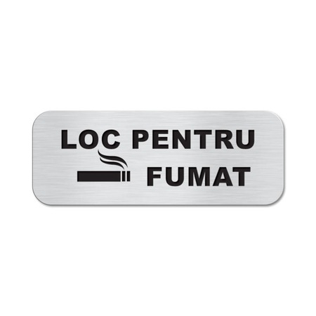 Placuta Loc pentru fumat, ABS, 10 x 3,8 cm, argintiu mat - eMAG.ro