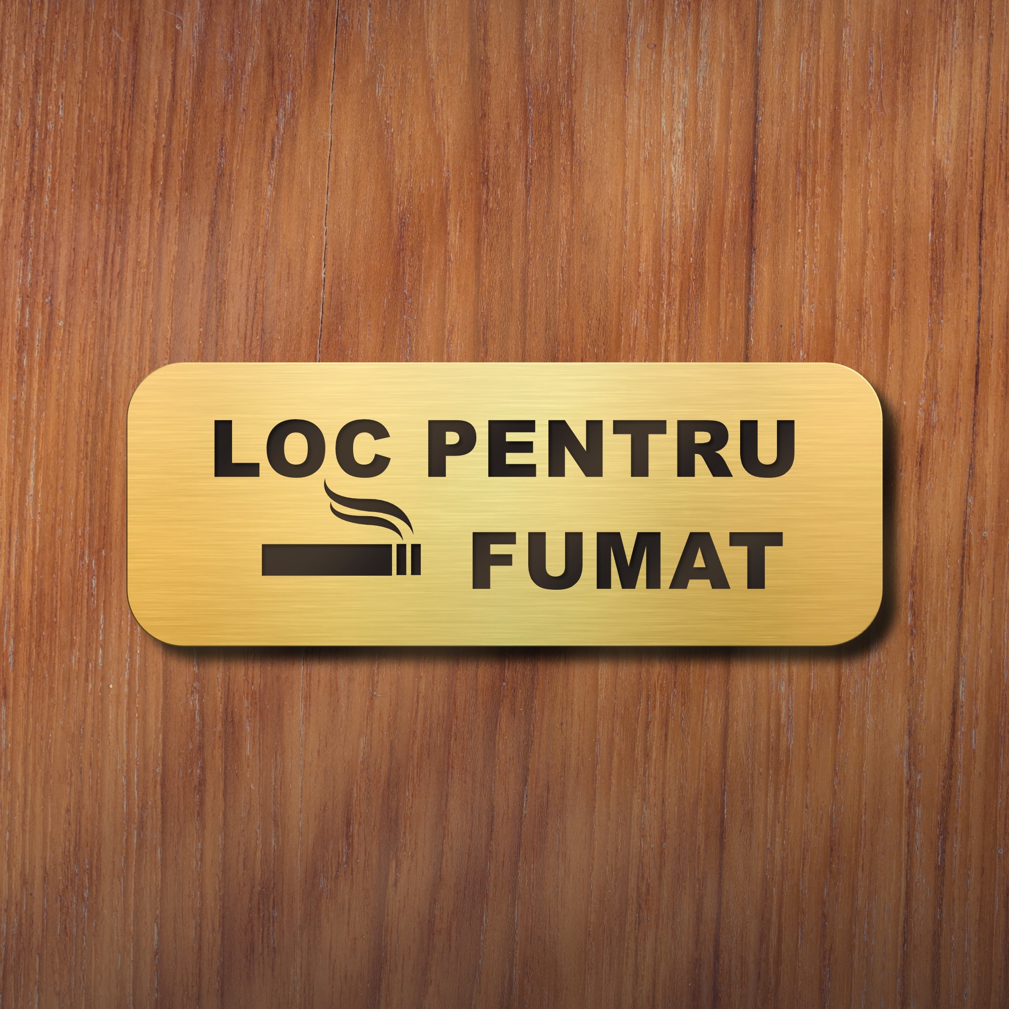 Placuta Loc pentru fumat, ABS, 10 x 3,8 cm, auriu - eMAG.ro