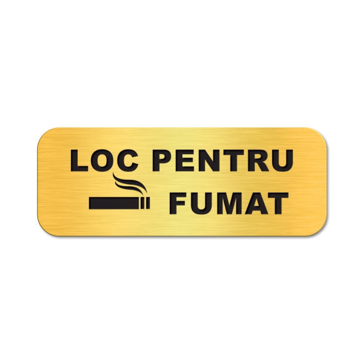 Placuta Loc pentru fumat, ABS, 10 x 3,8 cm, auriu - eMAG.ro