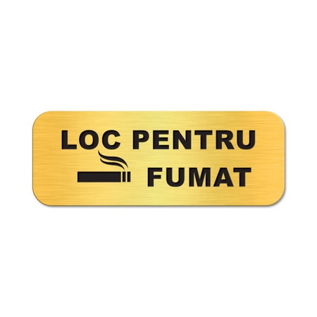 Placuta Loc pentru fumat, ABS, 10 x 3,8 cm, auriu - eMAG.ro