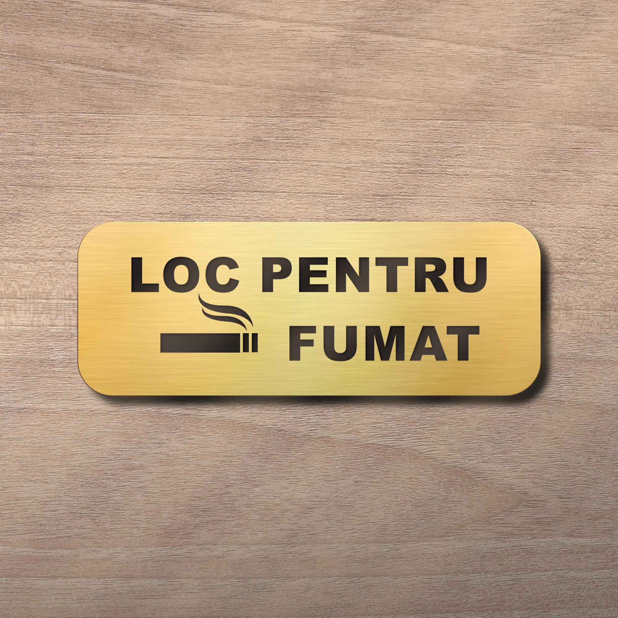 Placuta Loc pentru fumat, ABS, 10 x 3,8 cm, auriu - eMAG.ro