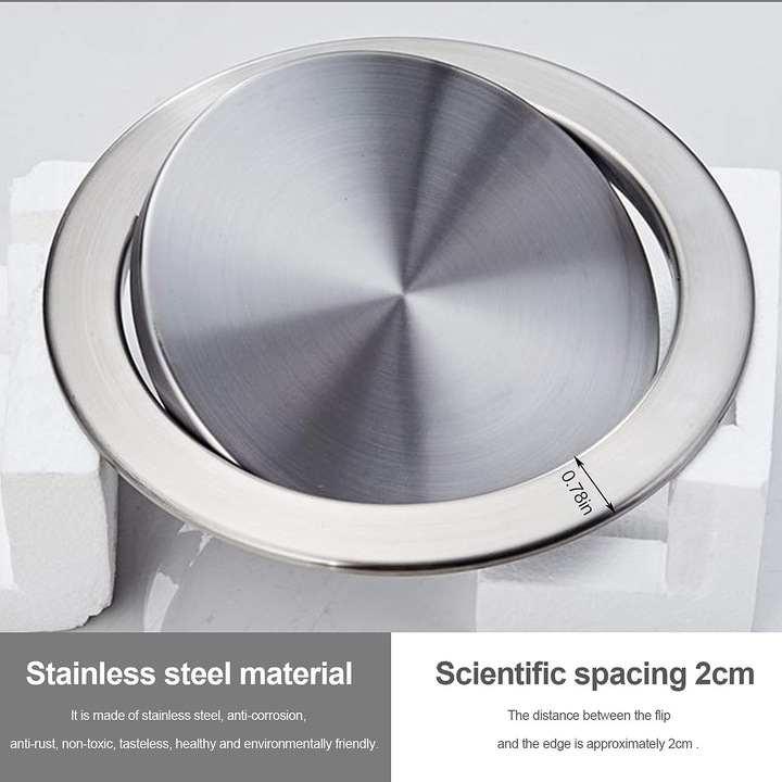 Capac cos gunoi incorporat, Inox, 205 mm, Argintiu - eMAG.ro