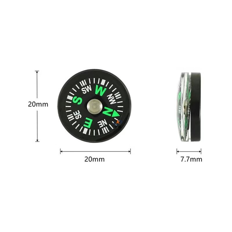 Set 12 mini busole pentru drumetii, Plastic, 20mm, Negru/Verde - eMAG.ro