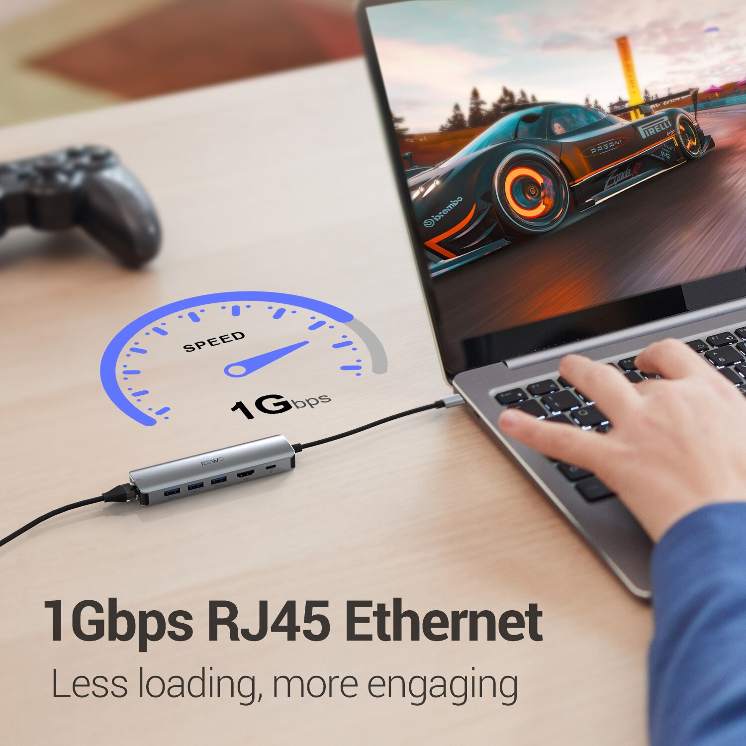 Хъб USB-C, JESWO, HDMI 4K, Ethernet RJ-45, 3 x USB 3.0, 100W, Сив - eMAG.bg