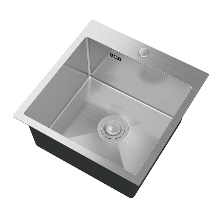 Chiuveta sub blat cu un vas, Granitan, Otel, 448x458mm, Argintiu - eMAG.ro