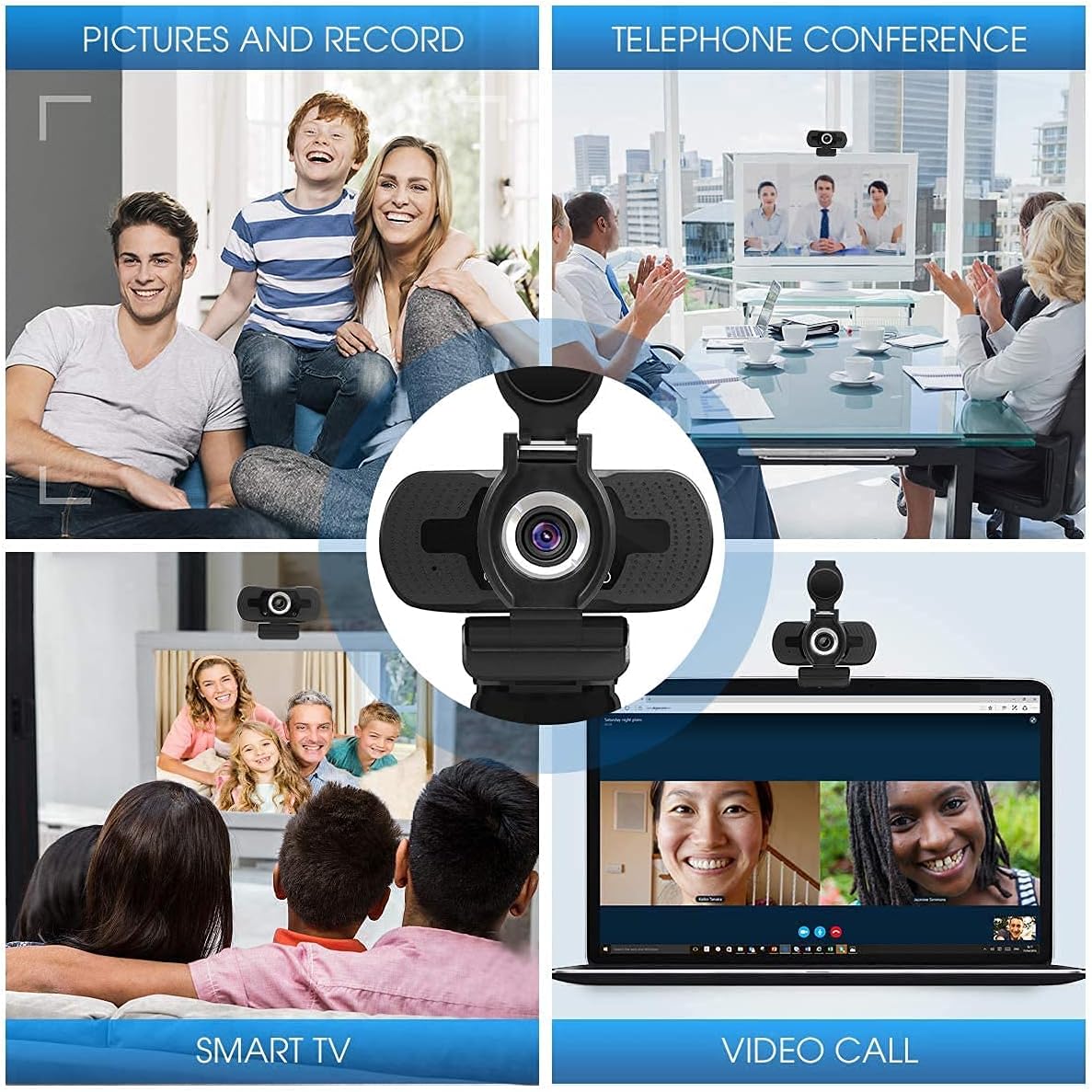 Camera web, Full HD, Cu microfon, Negru - eMAG.ro
