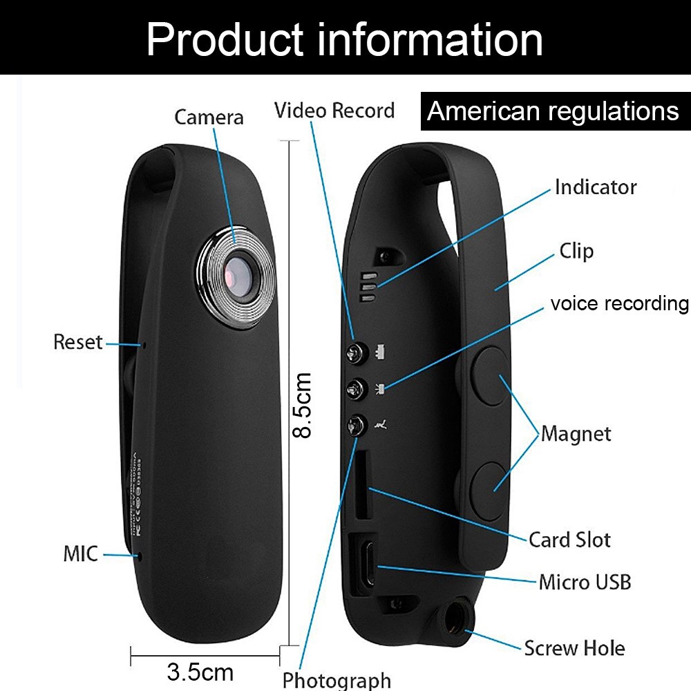 Camera spion, 1080P, Portabila, Negru - eMAG.ro