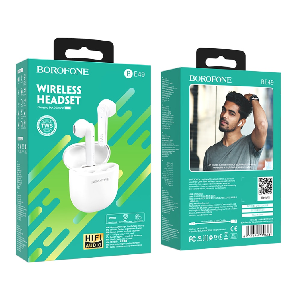 Безжични слушалки Borofone, TWS BE49, Bluetooth - eMAG.bg