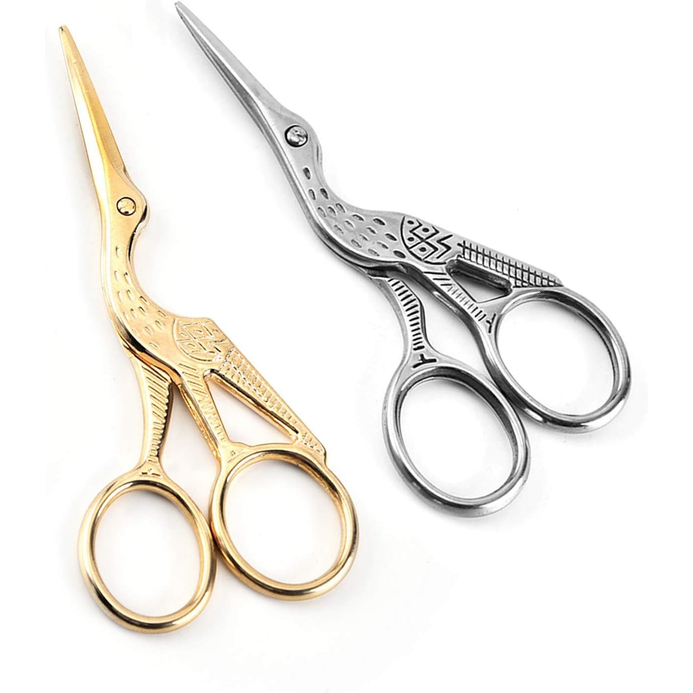 Set 2 foarfece vintage, Inox, 9.3cm, Auriu/Argintiu - eMAG.ro