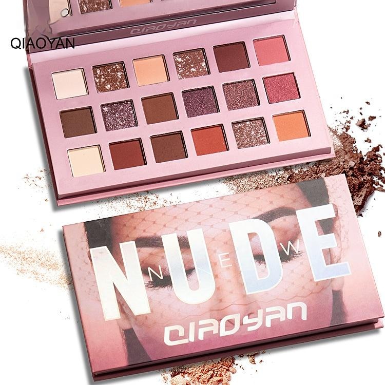 Палитра от 18 сенки за очи, Qiaoyan, 11 матови цвята/7 блестящи цвята ...