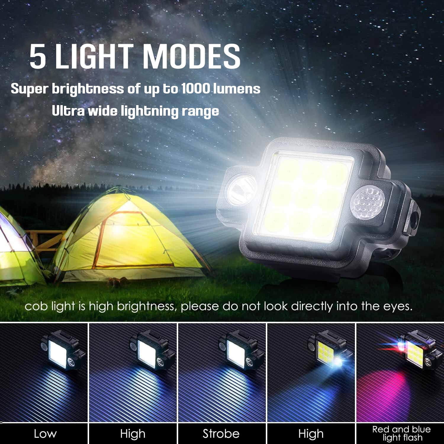 Lanterna de cap FiGGA® multifuctionala, 1800 lumeni, 5000K, acumulator ...
