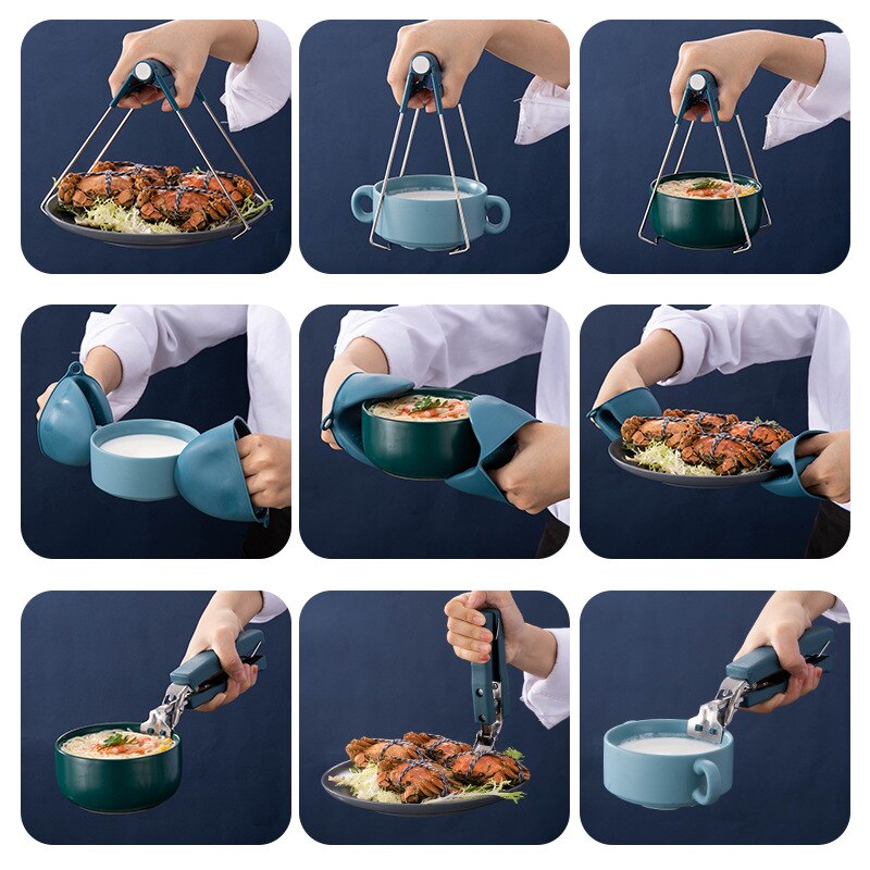 Set de 4 cleme pentru bol, BOMSTOM, Maner universal, cleste pentru ...