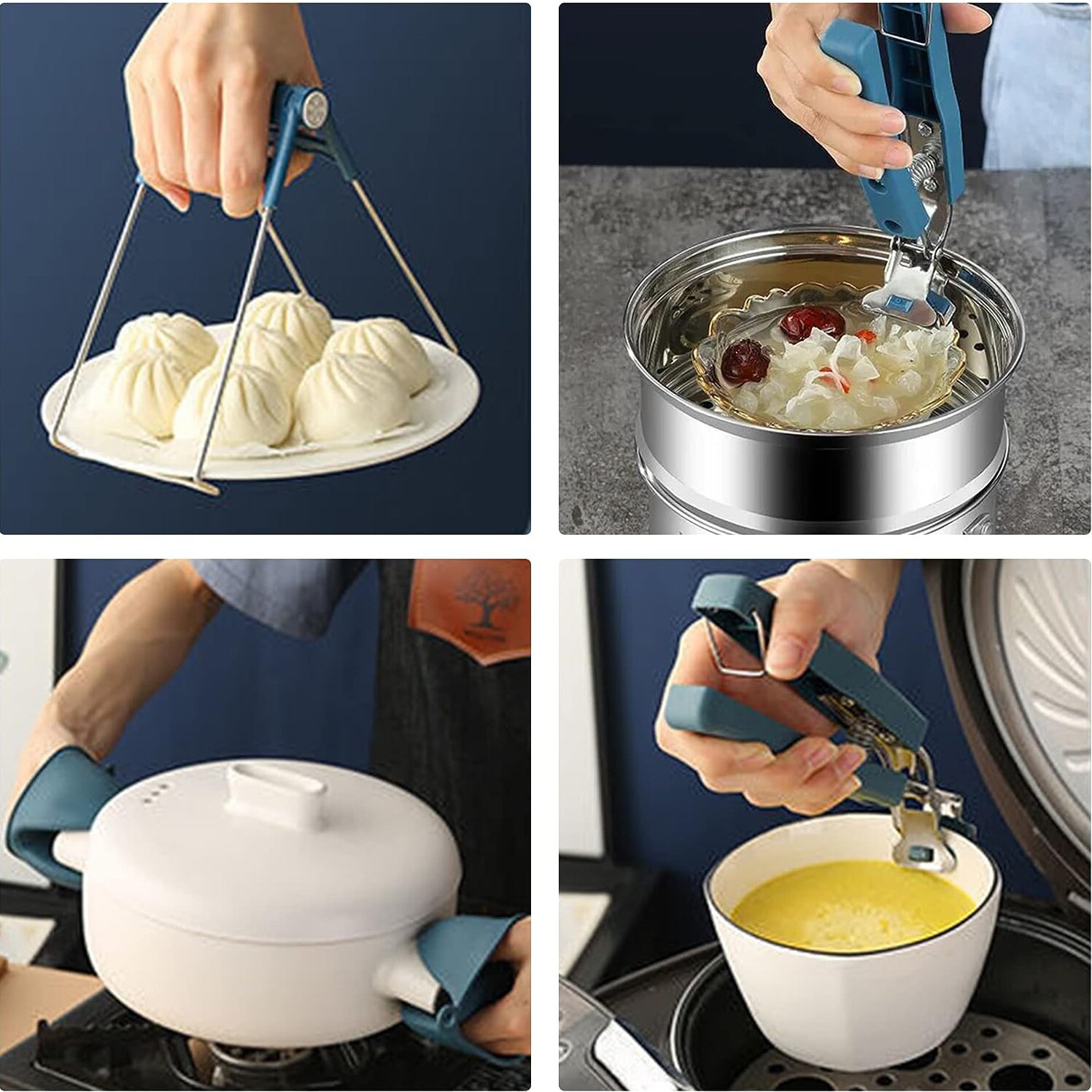 Set de 4 cleme pentru bol, BOMSTOM, Maner universal, cleste pentru ...