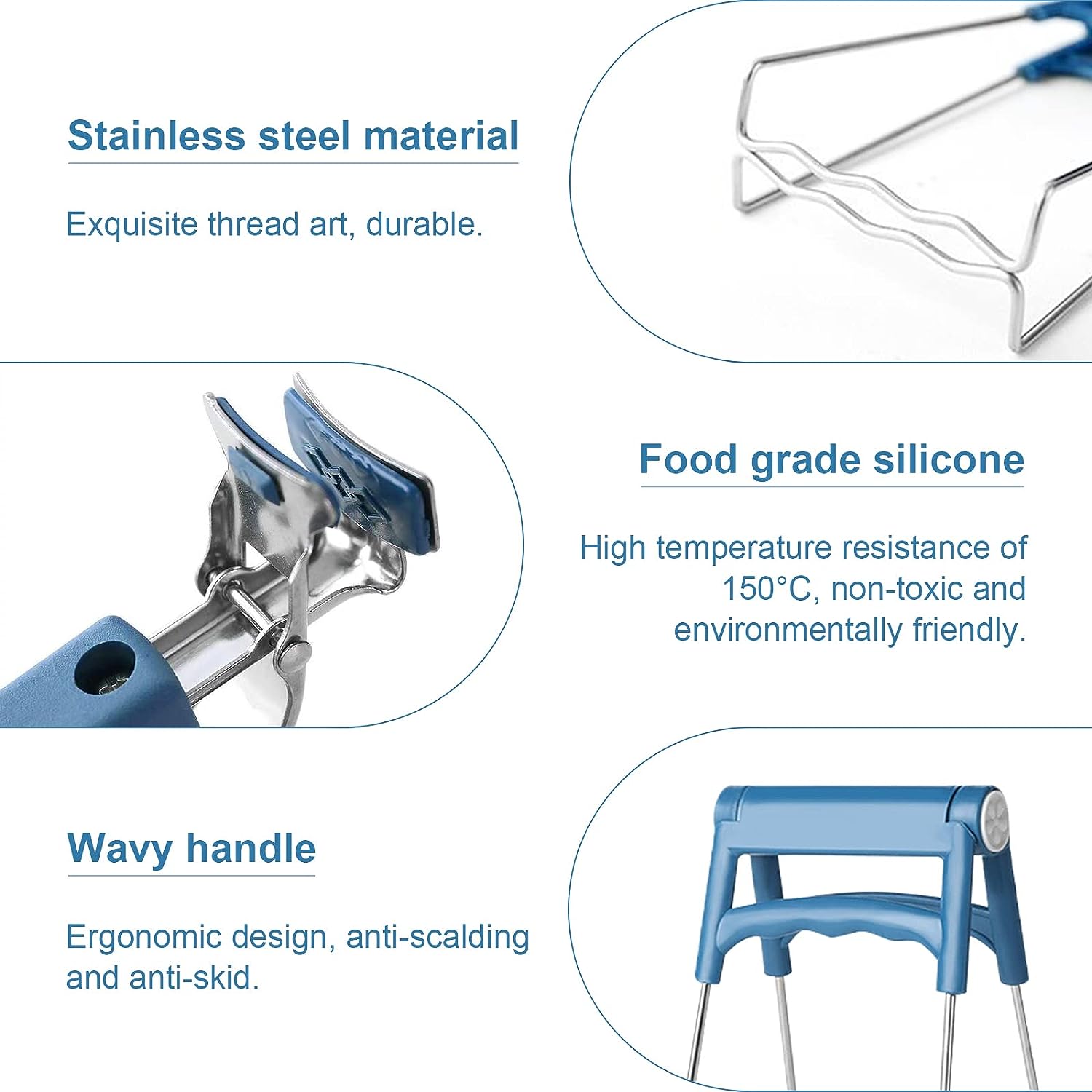 Set de 4 cleme pentru bol, BOMSTOM, Maner universal, cleste pentru ...